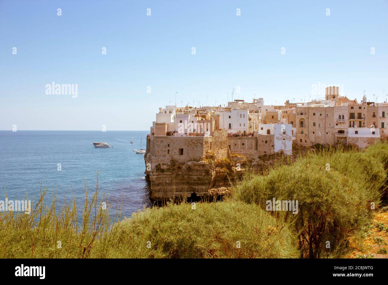 Summer in Polignano a mare. View of Puglia' sea, near Bari. It is a ...