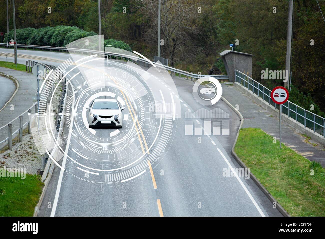 Vehicle to vehicle communication. Data exchange between cars Stock ...
