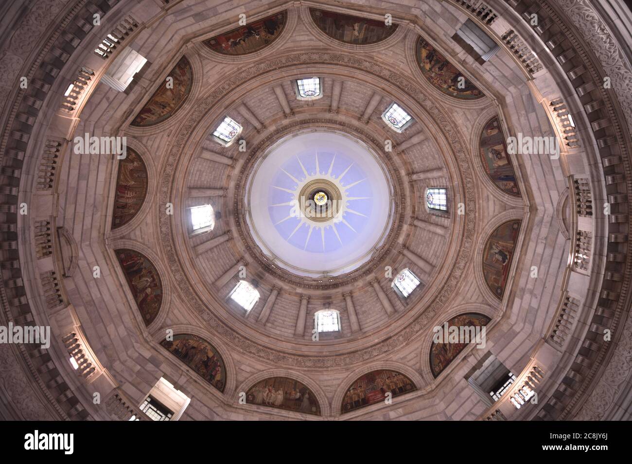 The interior of the 180 feet height main dome of the Central Hall or ...