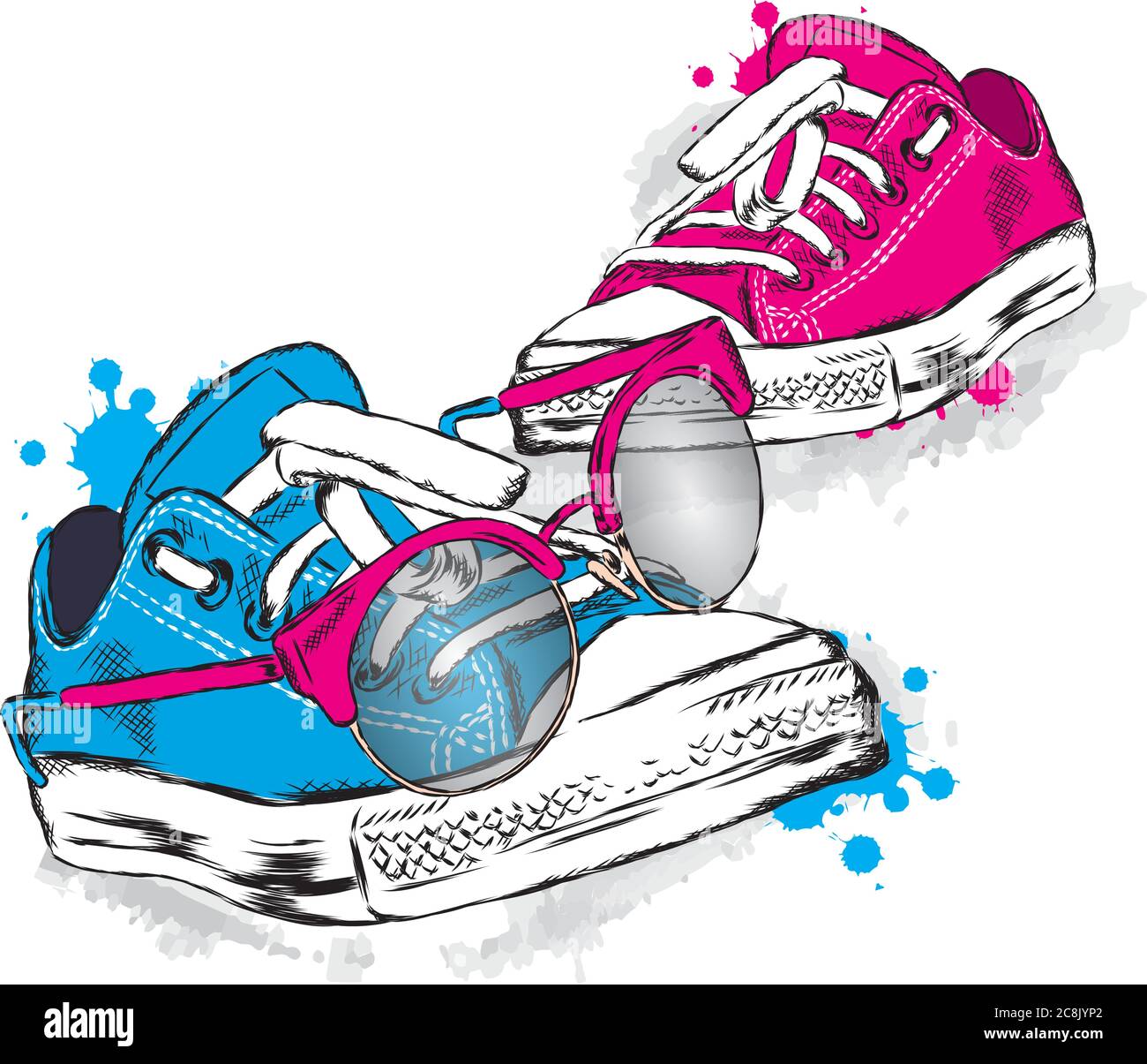 Trainers , running drawing Black and White Stock Photos & Images - Alamy