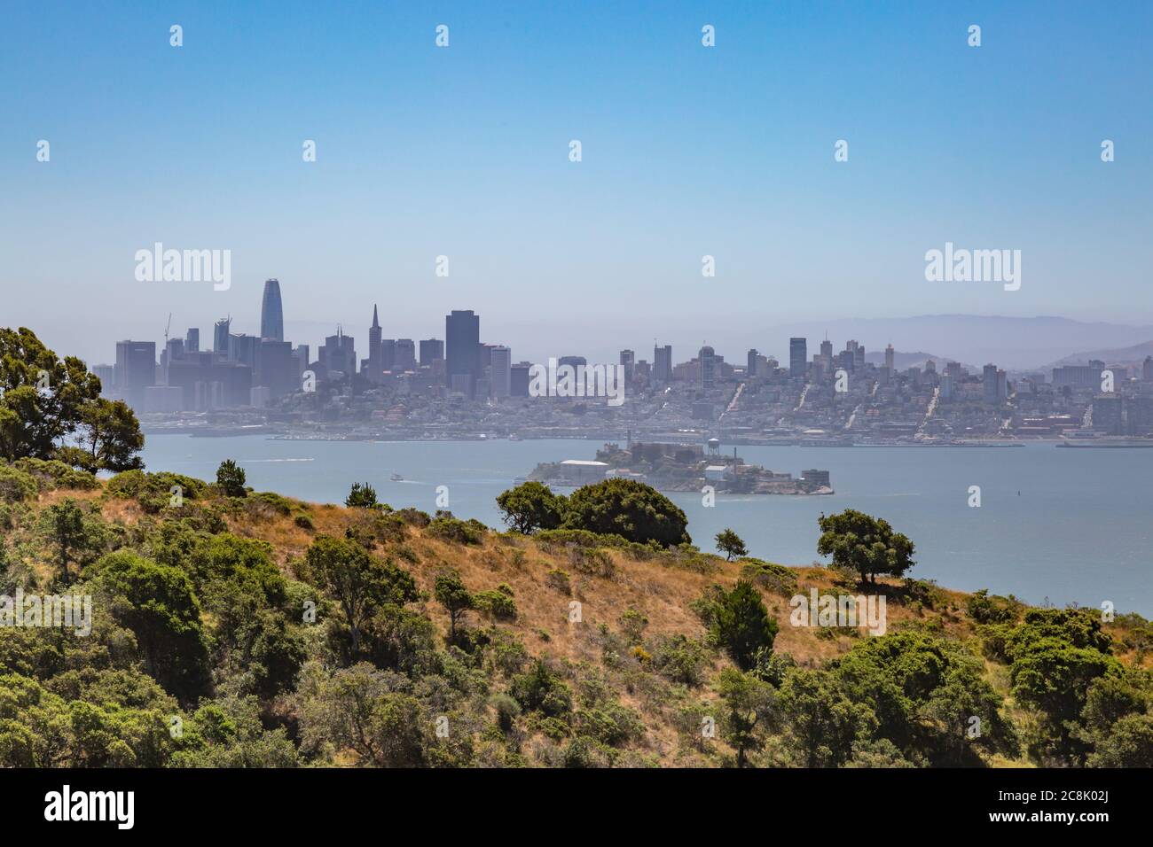 A view of Alcatraz and the San Francisco skyline, taken from Angel ...