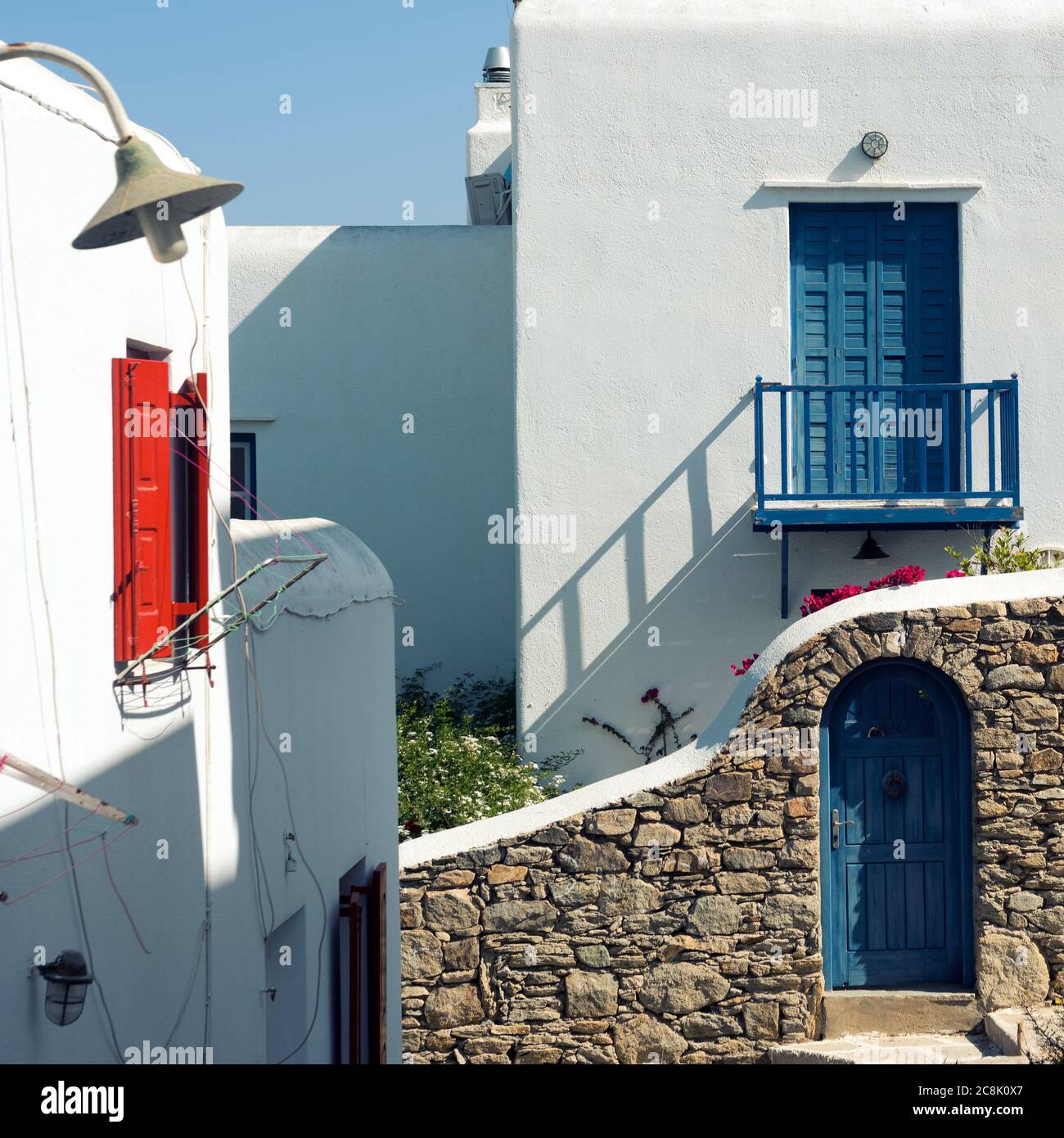 Doors and windows of Greek traditional houses on Mykonos Stock Photo ...