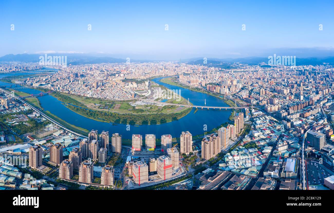 Taipei City Aerial View - Asia business concept image, panoramic modern ...