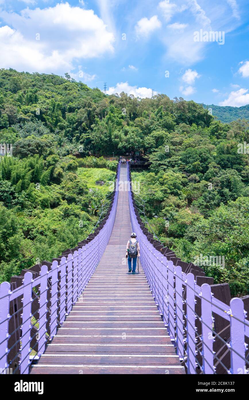 The famous Baishihu Suspension Bridge, Neihu district, Taiwan Stock ...