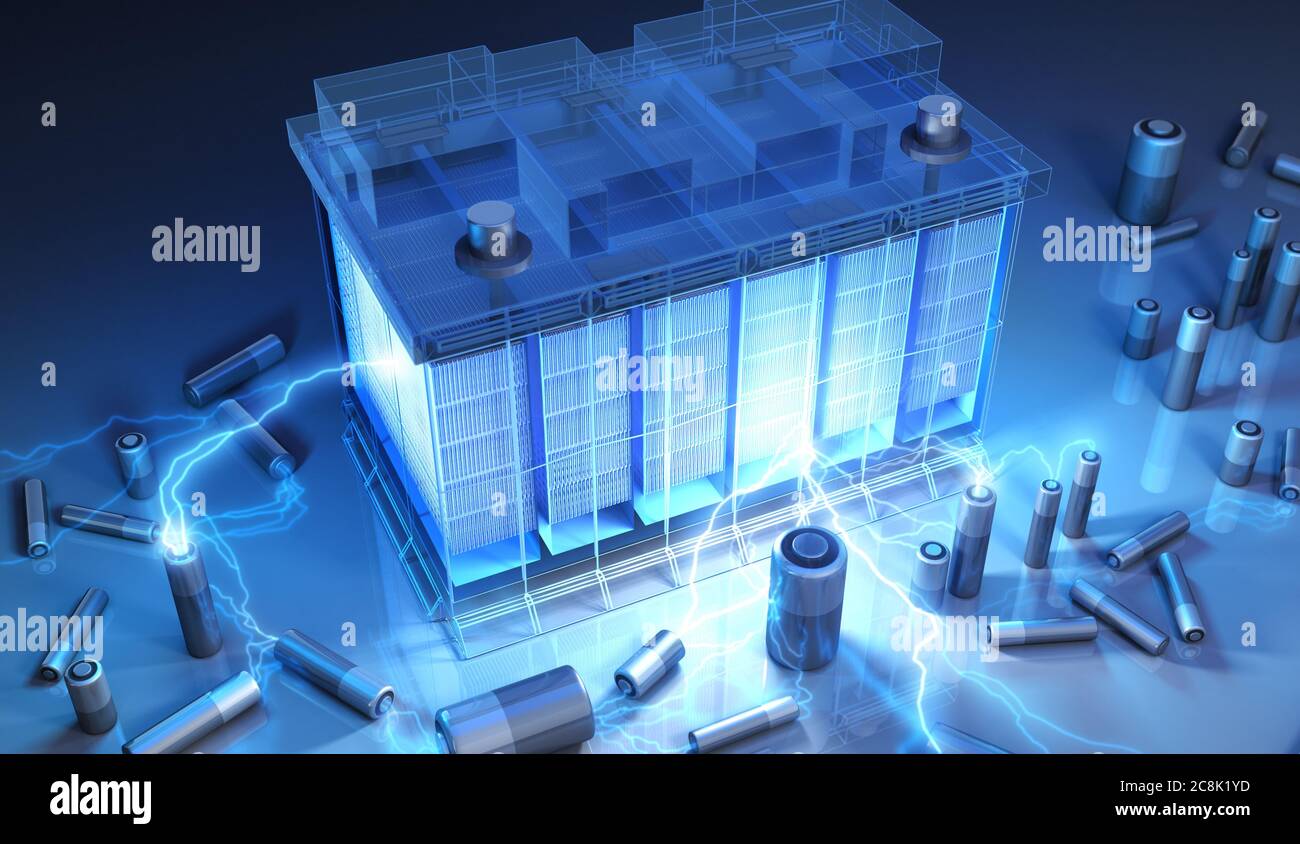Battery and Electricity - 3D Rendering Stock Photo - Alamy