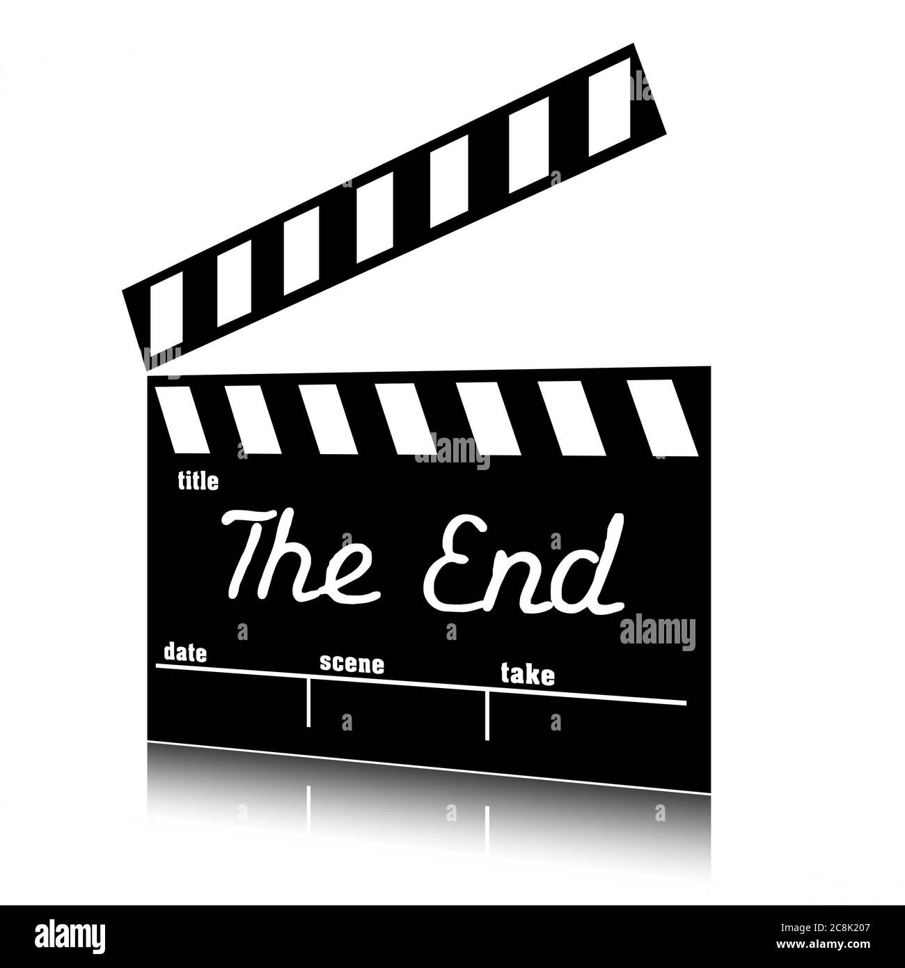 Clapperboard The End, flap clip art Stock Photo - Alamy