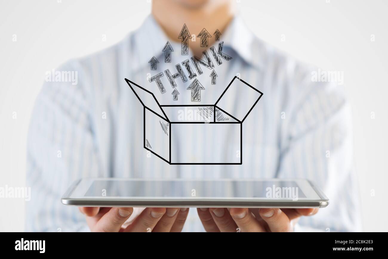 Thinking outside the box concept Stock Photo - Alamy