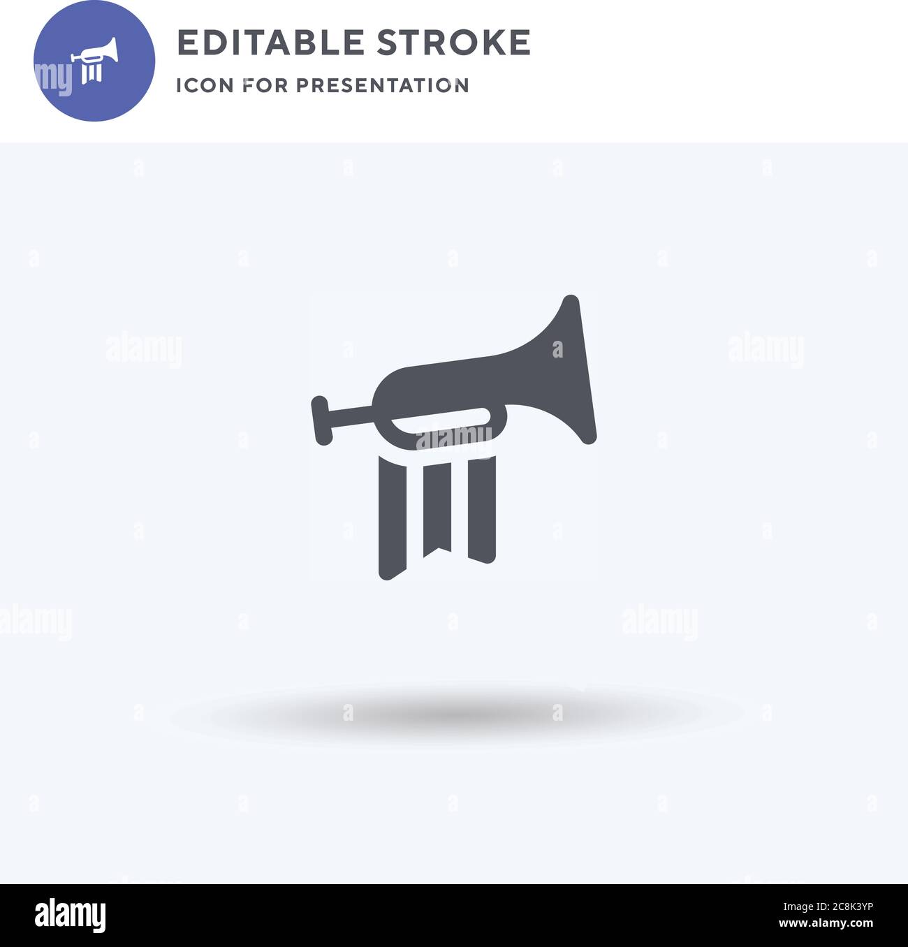 Trumpet icon vector, filled flat sign, solid pictogram isolated on ...