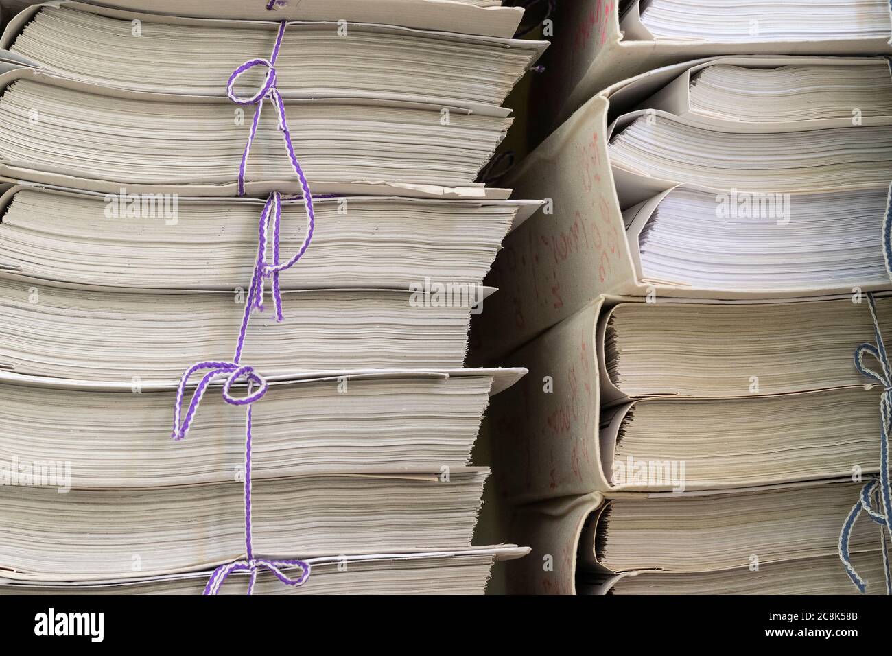 Extremely close up of the stacked office documents Stock Photo - Alamy