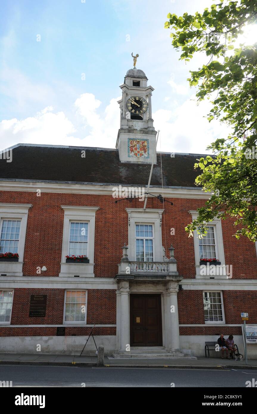 Town Hall, Braintree, Essex. It is surmounted by a bell tower with a ...