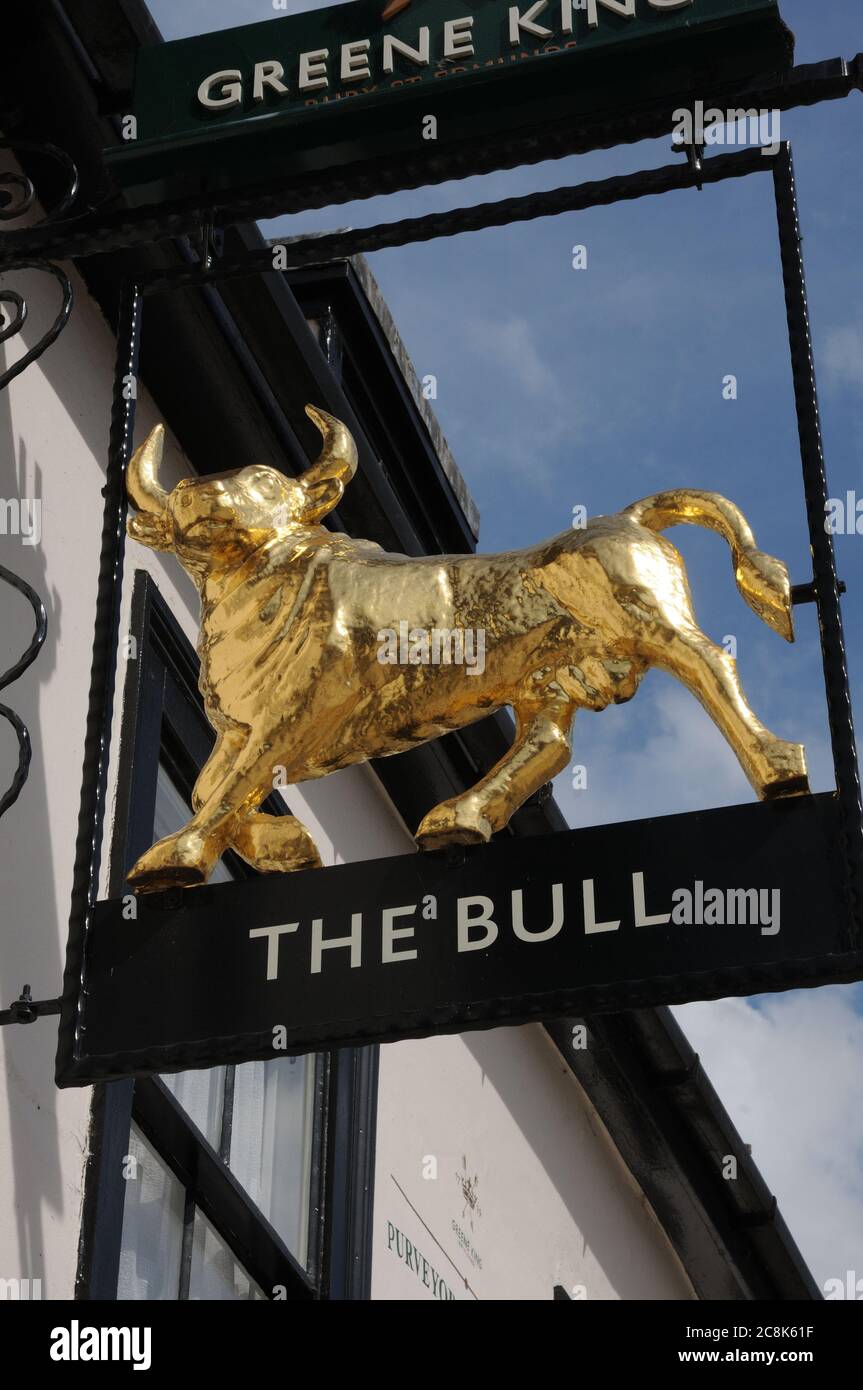 The Bull inn sign, Braintree, Essex Stock Photo - Alamy