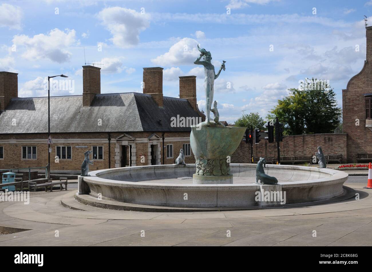 Statue of young boy hoding fish, Braintree, Essex Stock Photo - Alamy