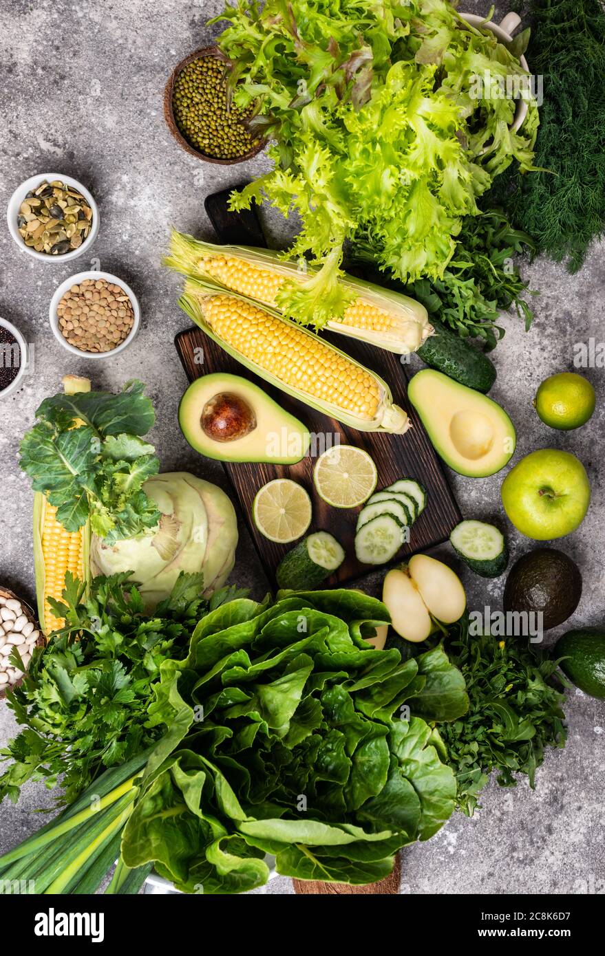 Set for cooking vegan healthy food Top view Stock Photo - Alamy