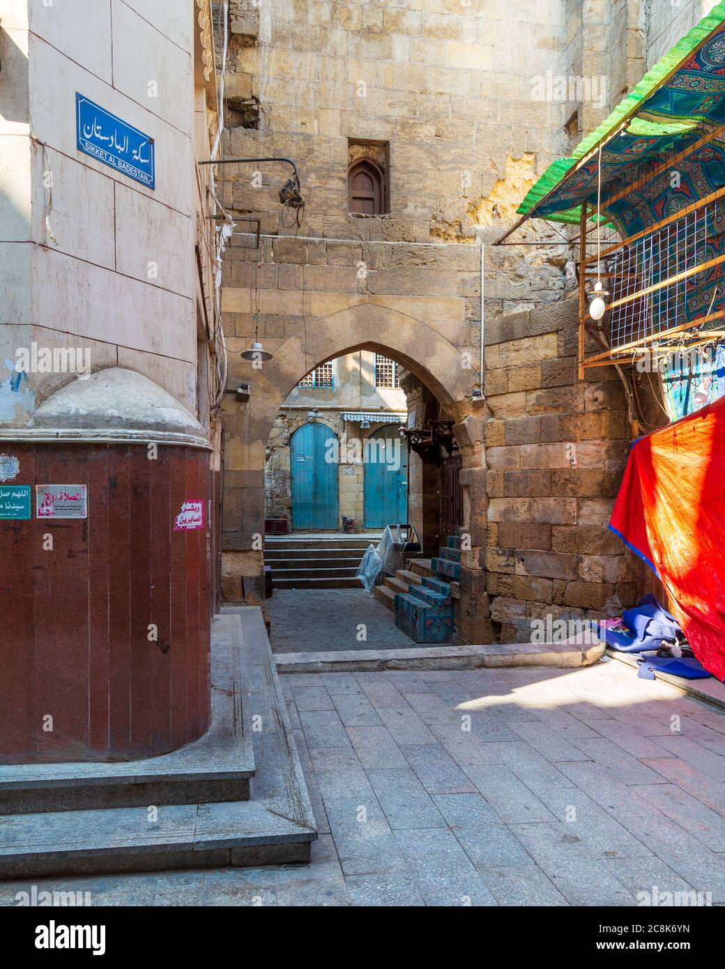 Cairo, Egypt- June 26 2020: Alleys of old historic Mamluk era Khan al ...