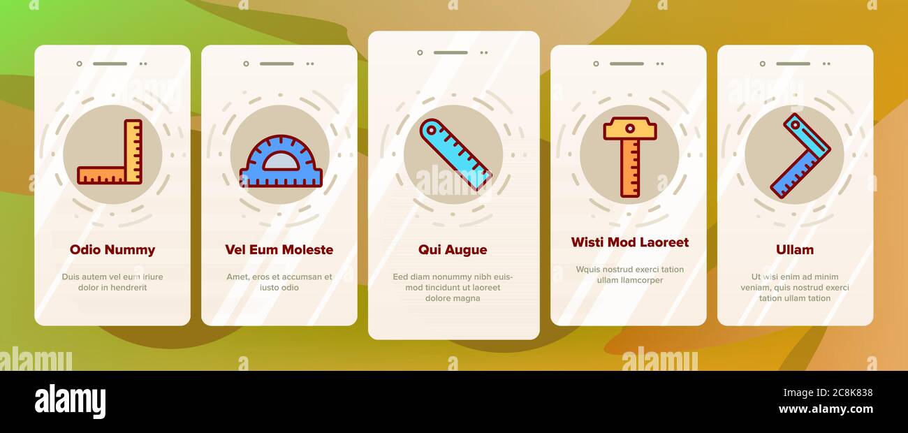 Ruler Measuring Tool Onboarding Icons Set Vector Stock Vector Image ...