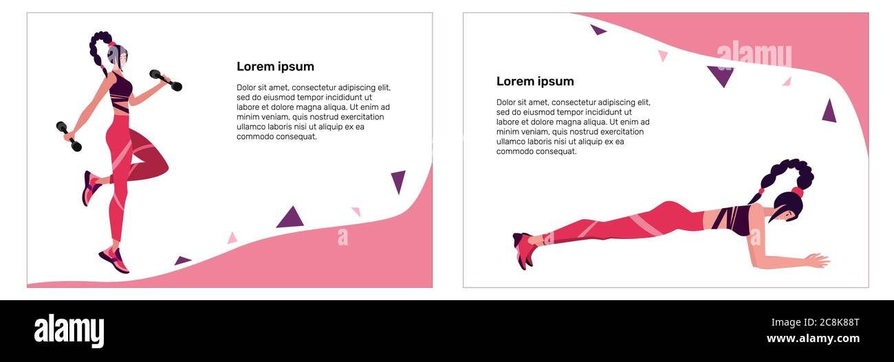 Athletic Female Character Exercising Fitness. Sport Healthy Lifestyle ...