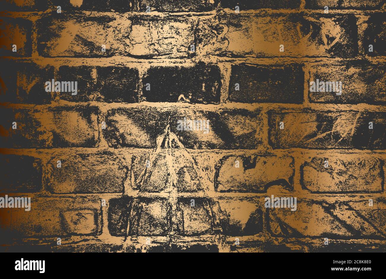 Luxury golden metallic gradient background with distressed brick wall ...