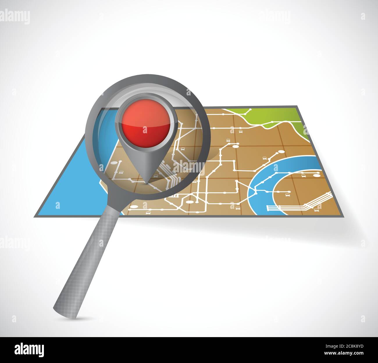 Map and magnify glass illustration design over a white background Stock ...