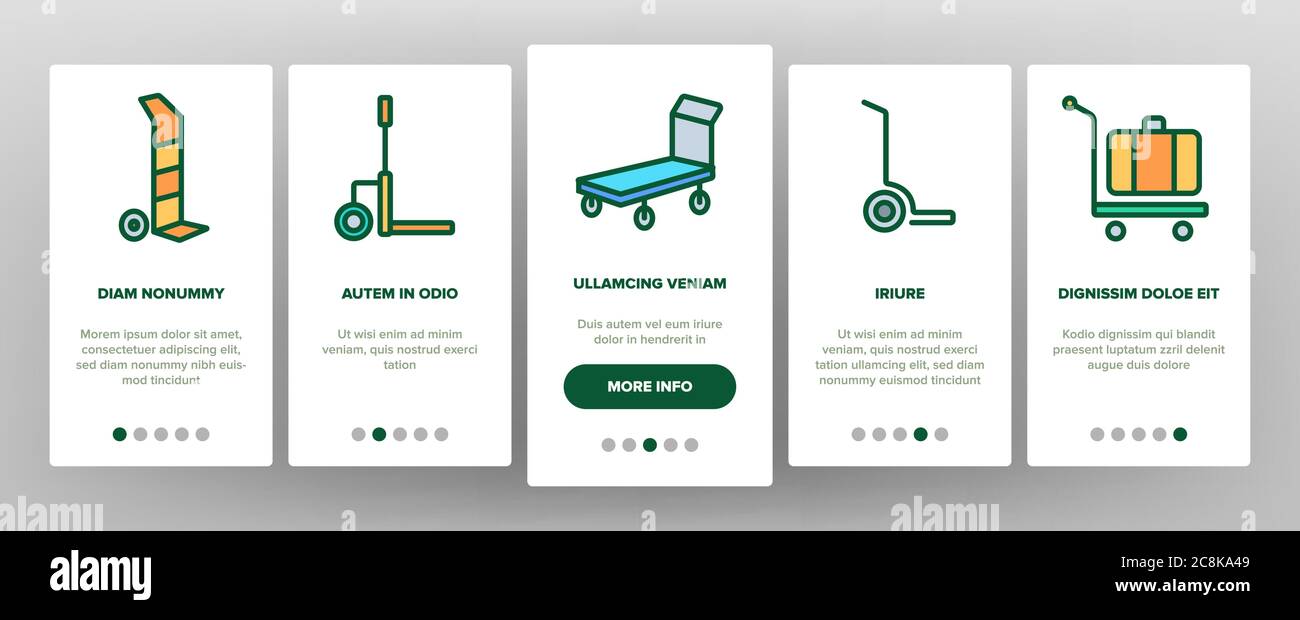 Handcart Transport Onboarding Icons Set Vector Stock Vector Image & Art ...