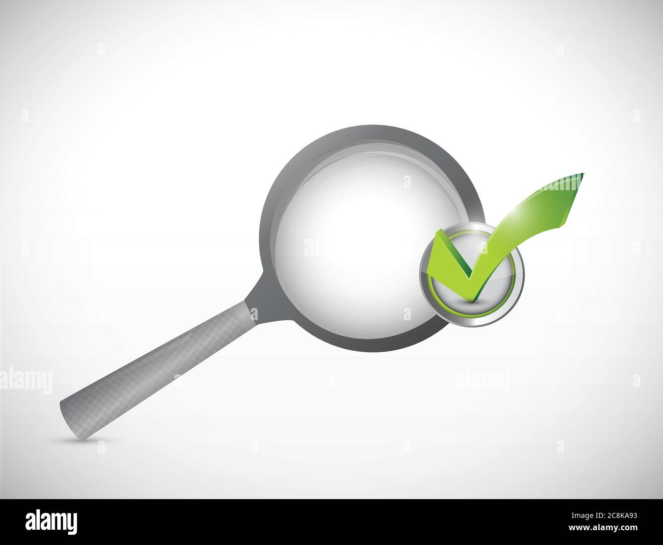 Magnify glass and check mark approval illustration design over a white ...