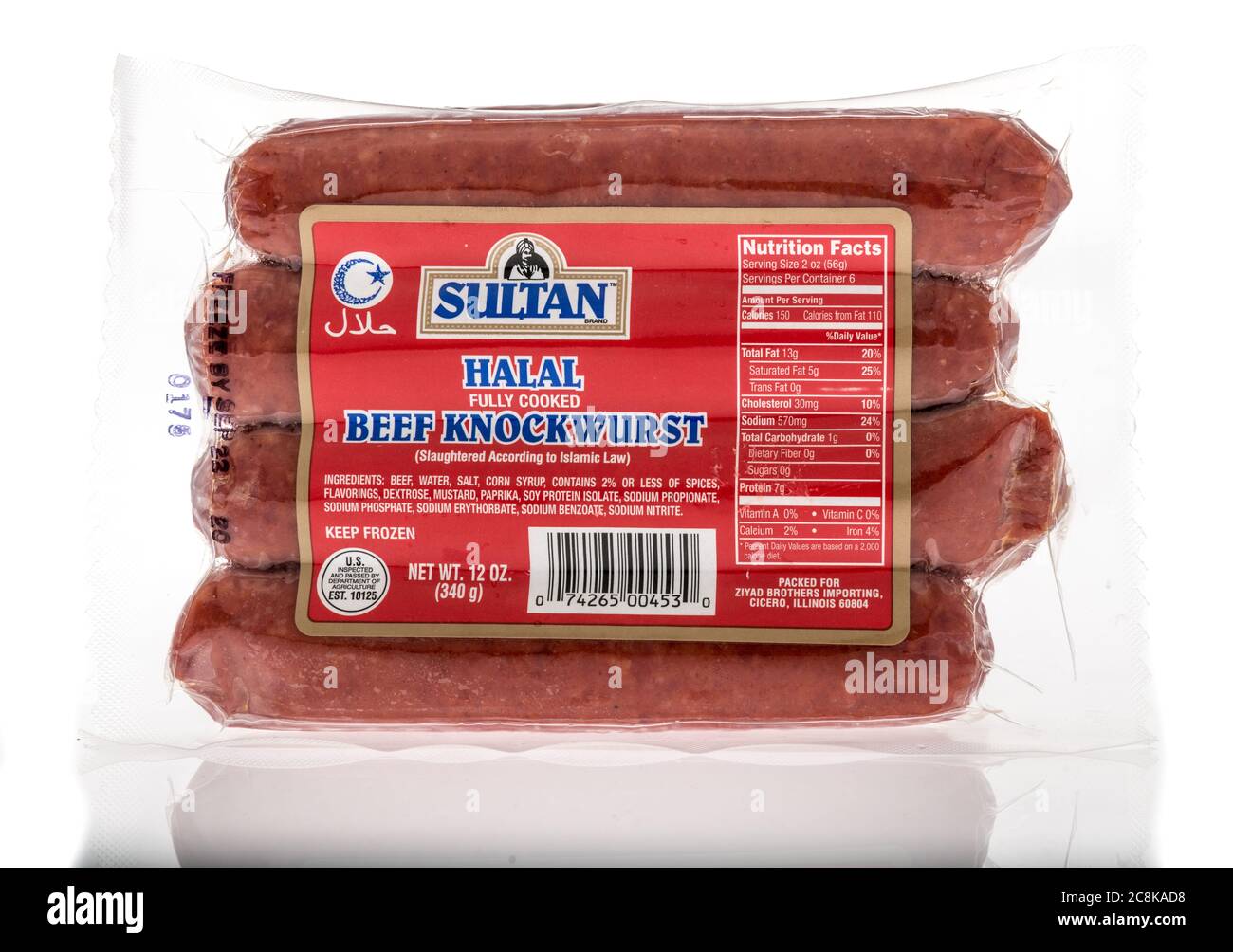 Winneconne, WI - 24 July 2020: A package of Sultan halal beef ...