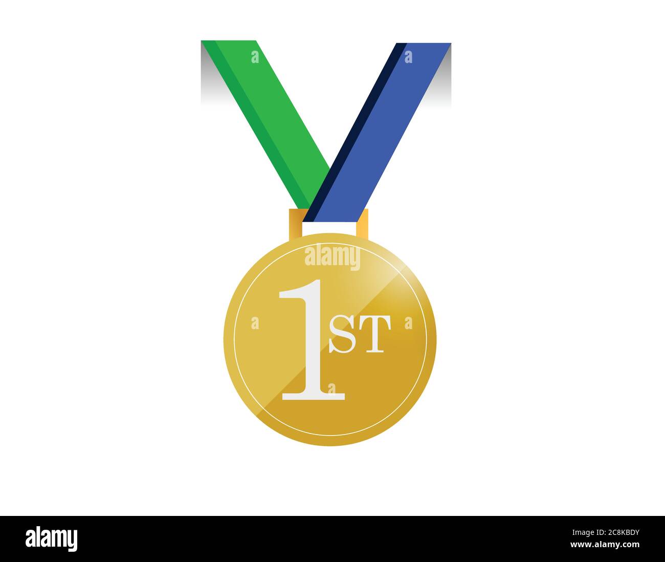 Green and blue first place medal illustration design over a white ...