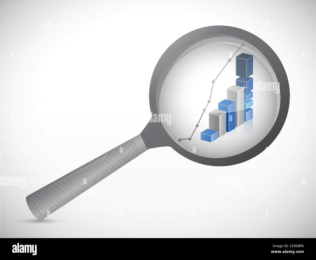 Magnify business graph illustration design over a white background ...