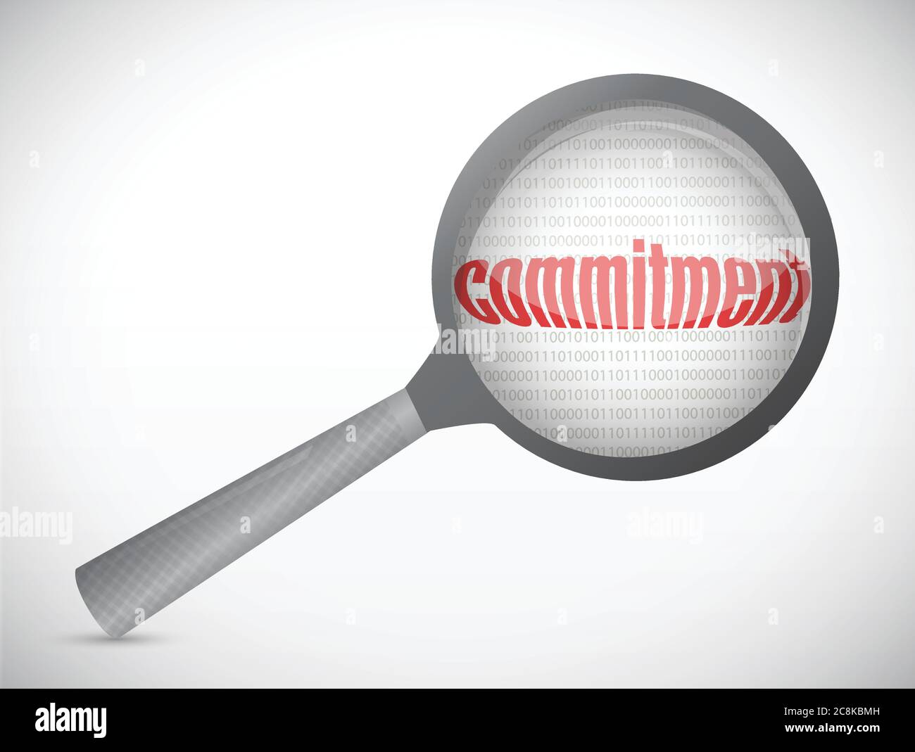Commitment under a magnify glass. illustration design over a white ...