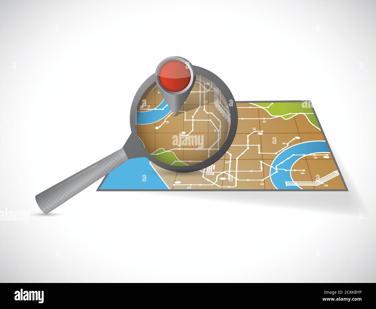 Magnify over a map illustration design over a white background Stock ...