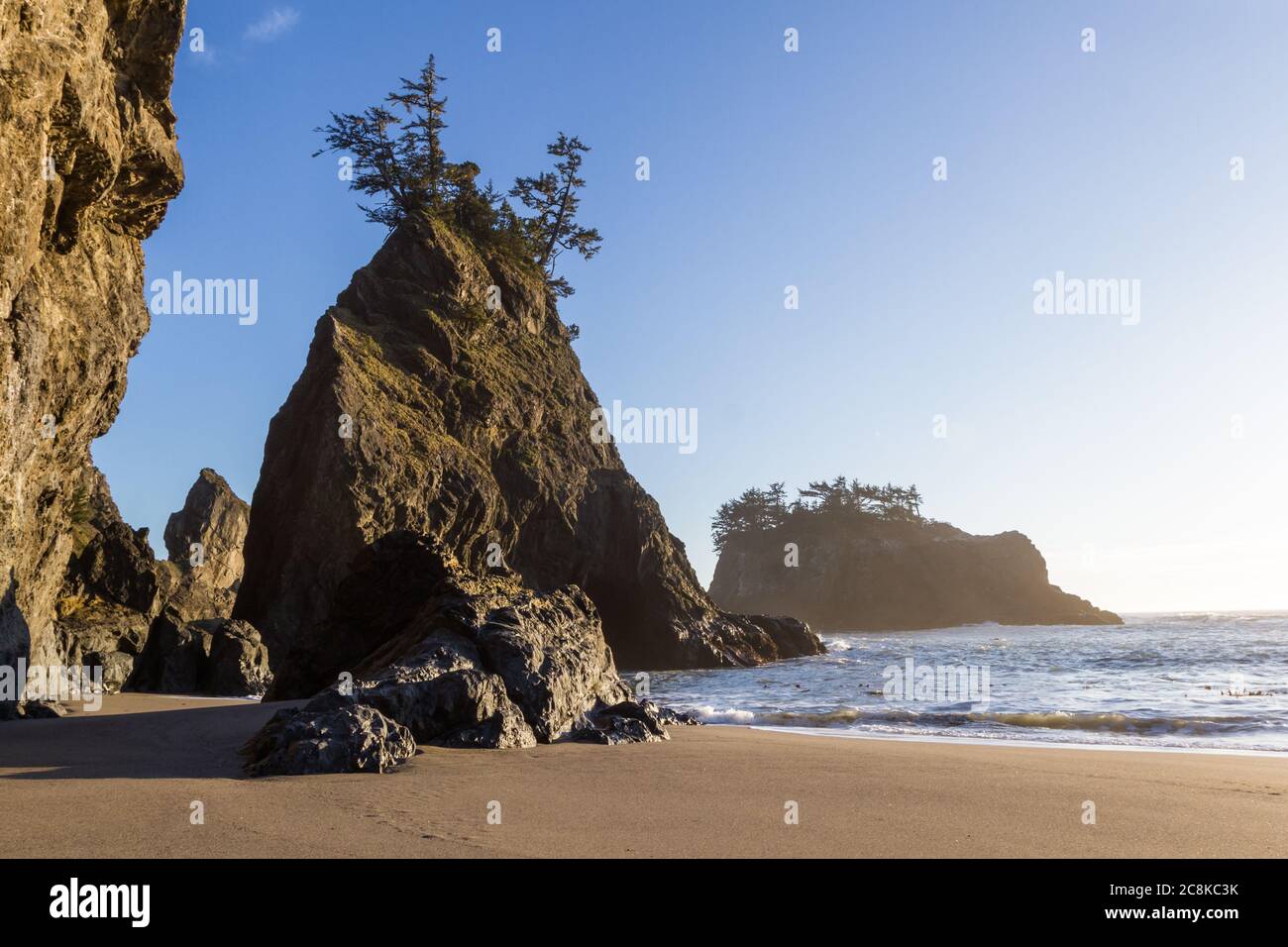 Tranquil beach in the southern Oregon coast known as Secret Beach with ...