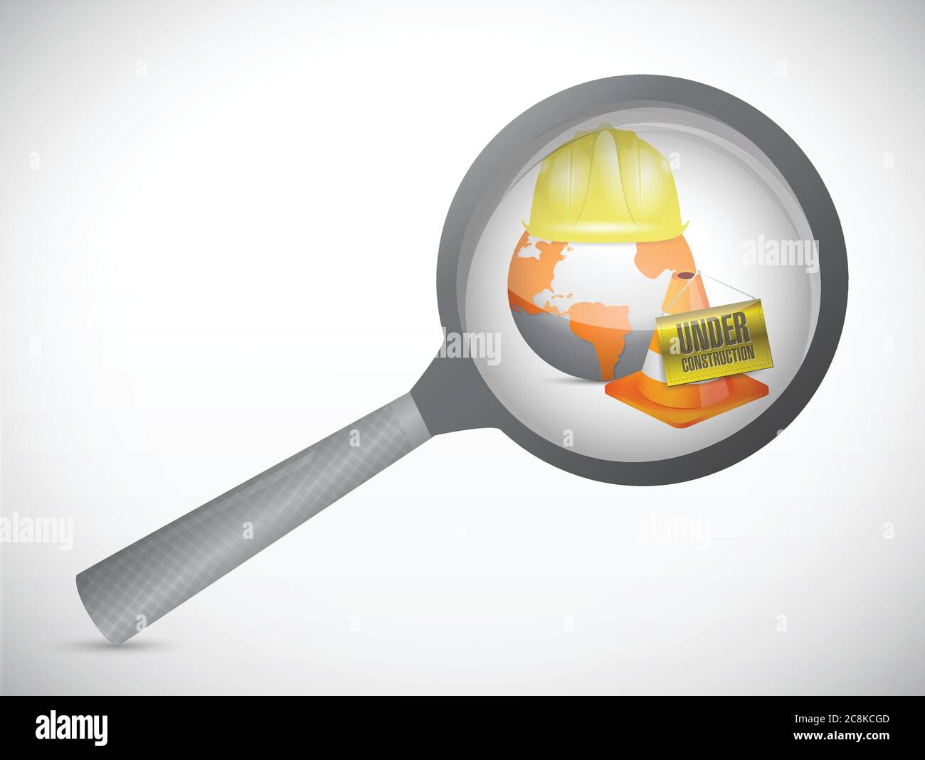 Magnify glass under construction illustration design over a white ...