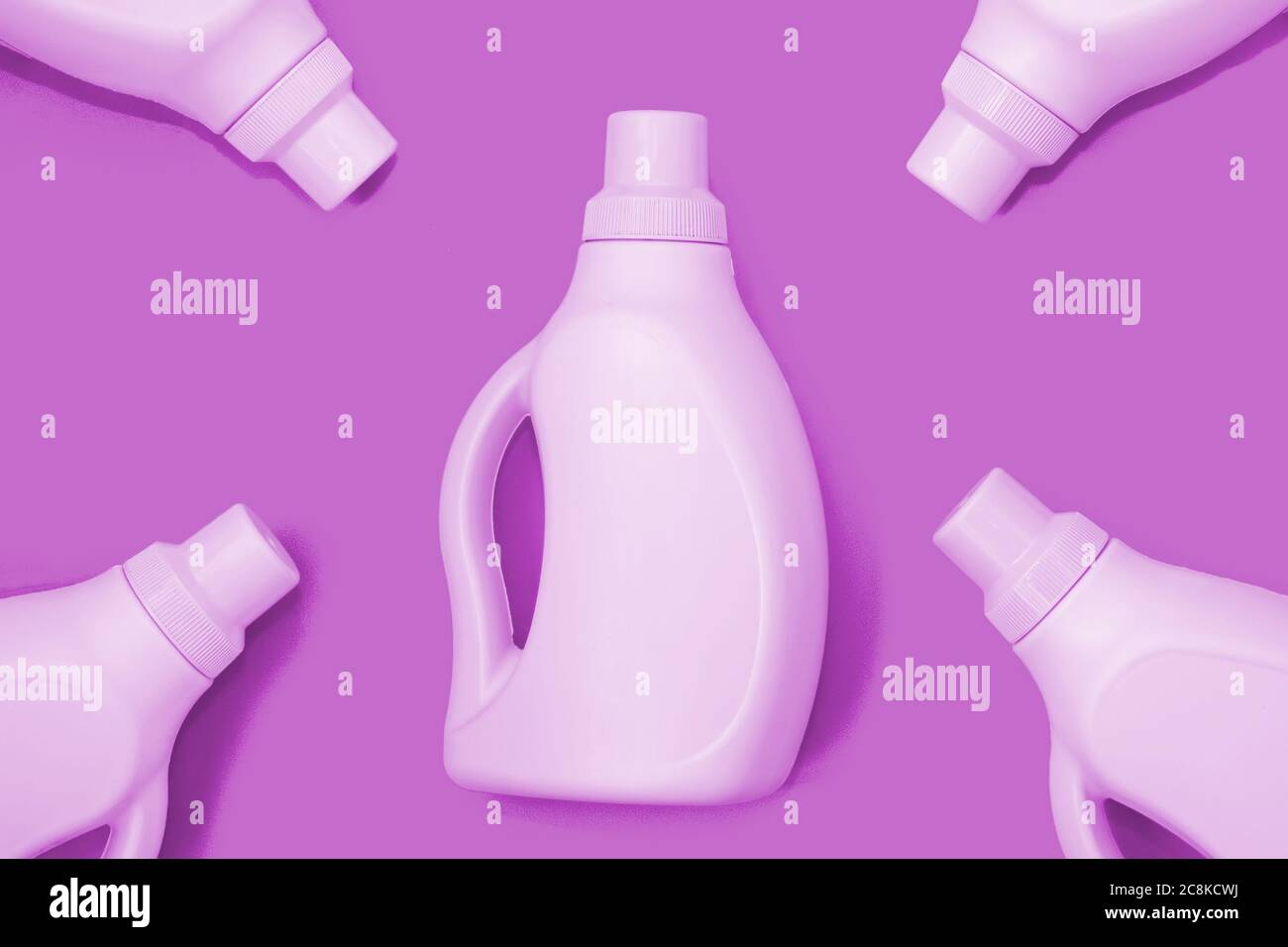 Light purple bottles on purple background. Cleaning concept Stock Photo ...