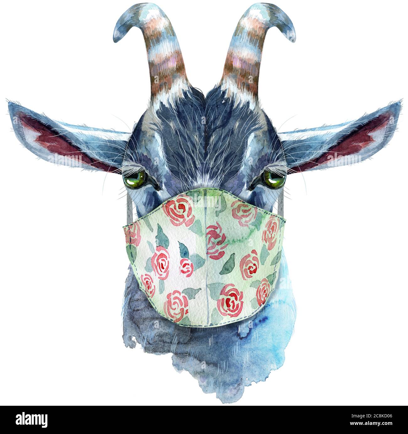 Goat head in protective mask. Horoscope character isolated on white ...