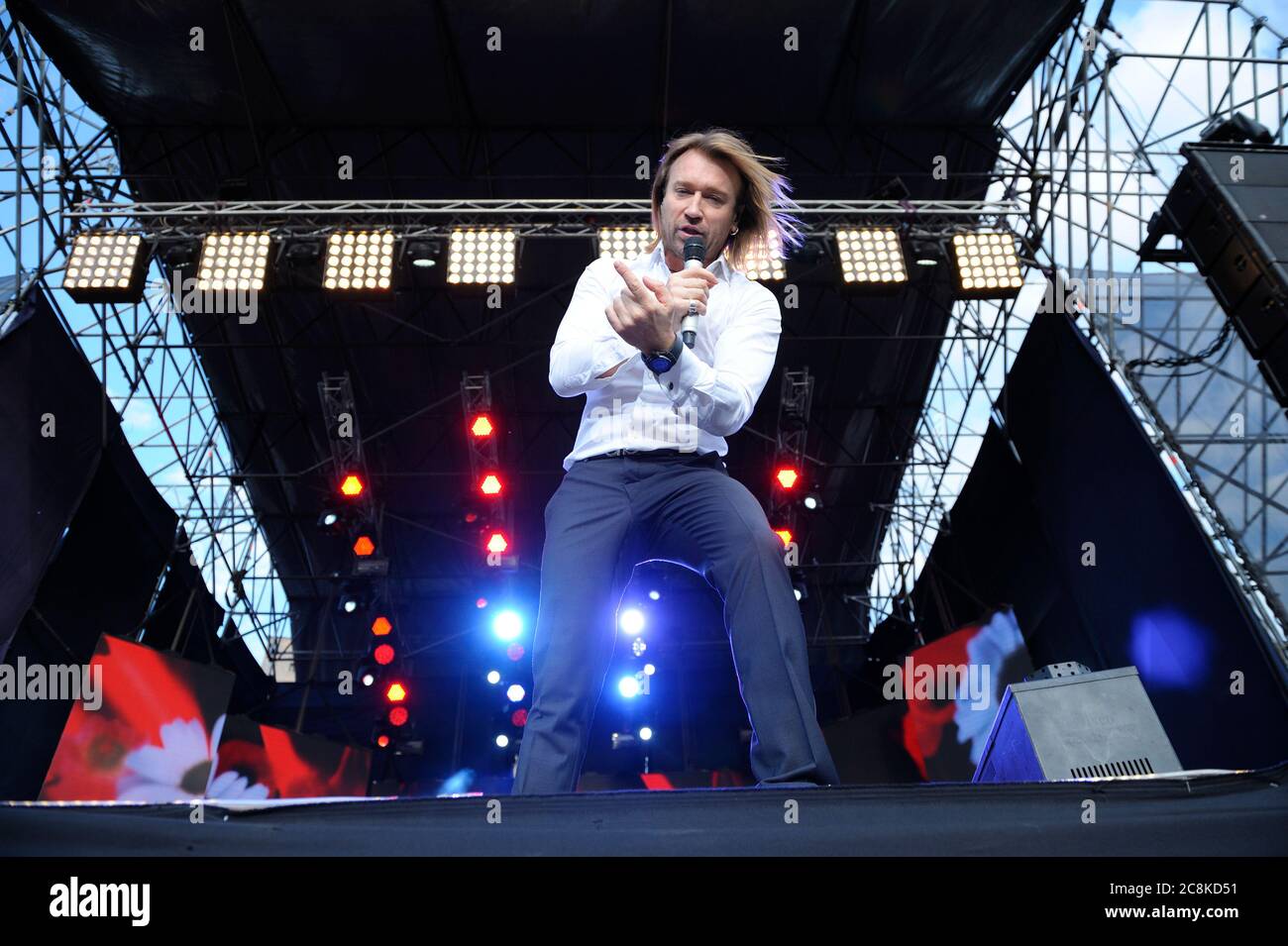 Oleg Vinnik, famous Ukrainian singer, performing on stage. July 12 ...