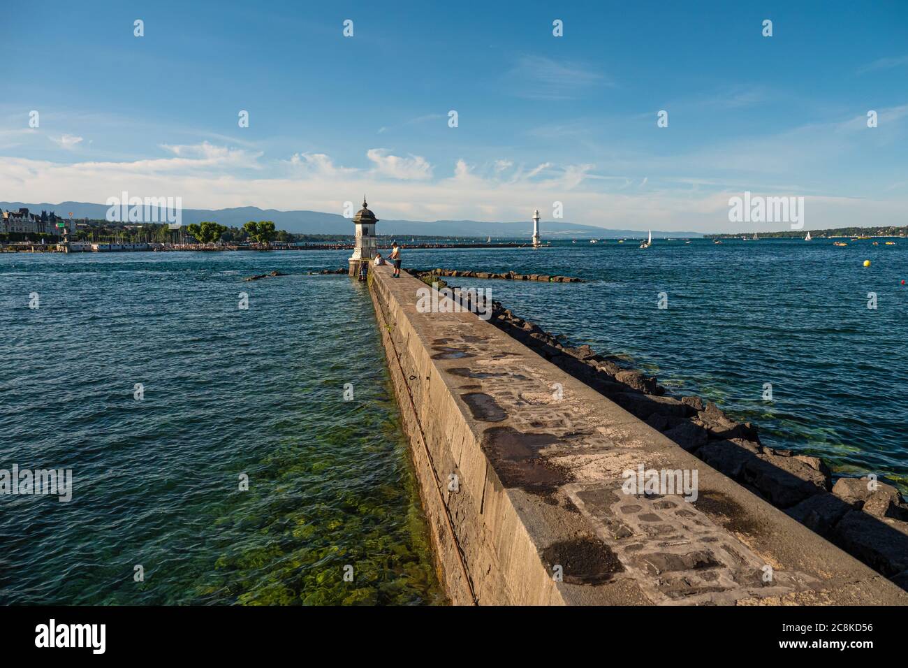 Lake Geneva Beach in the city of Geneva - GENEVA, SWITZERLAND - JULY 8 ...