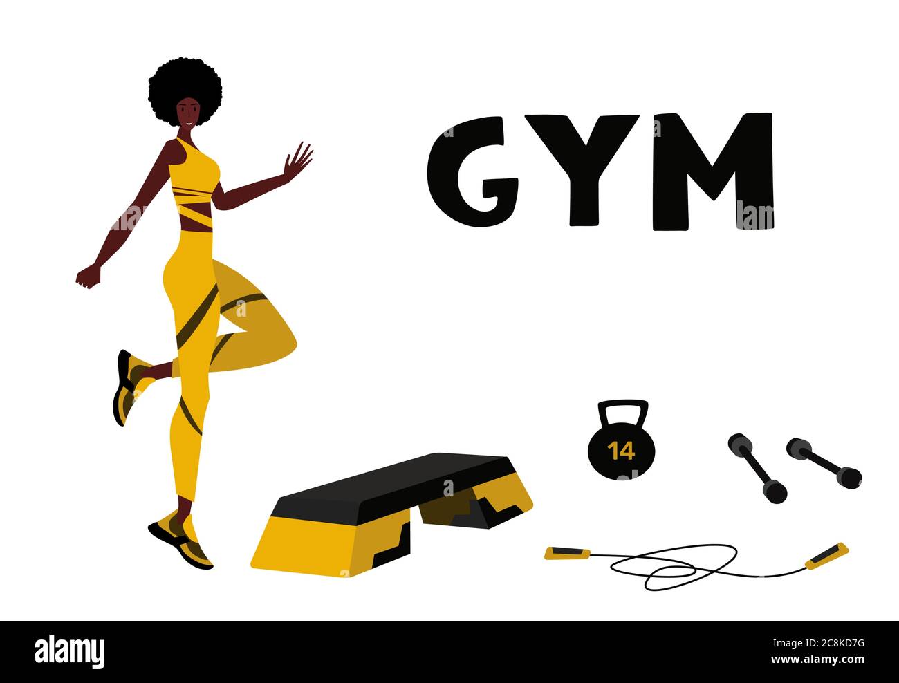 Athletic Female Character Exercising Fitness. Sport Healthy Lifestyle ...