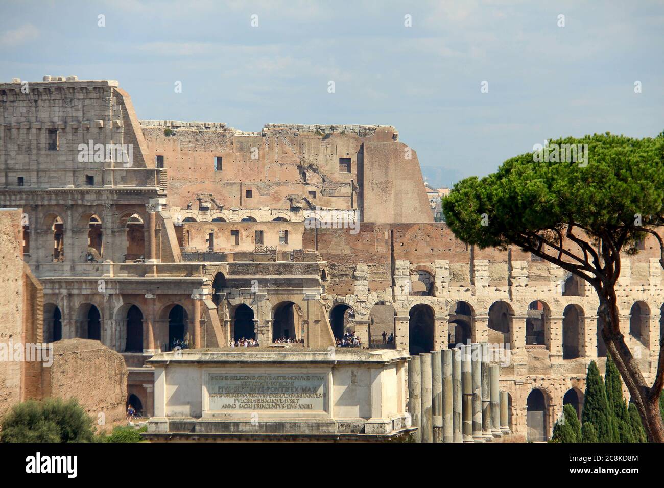 Rome, Italy. July, 2017. Detail of the Colliseum with visitors inside ...