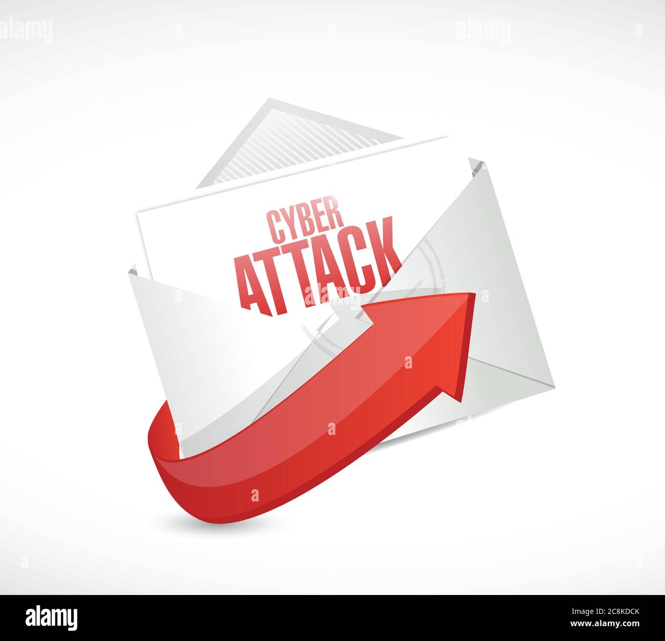 Cyber attack email envelope illustration design over a white background ...