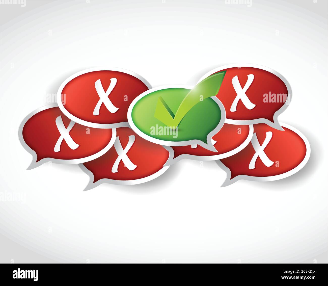 Check mark and x marks behind. illustration design over a white ...