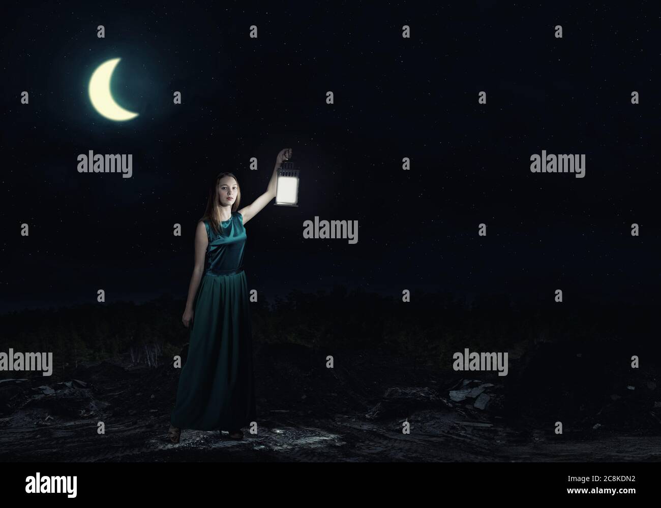 Girl lost in night Stock Photo - Alamy