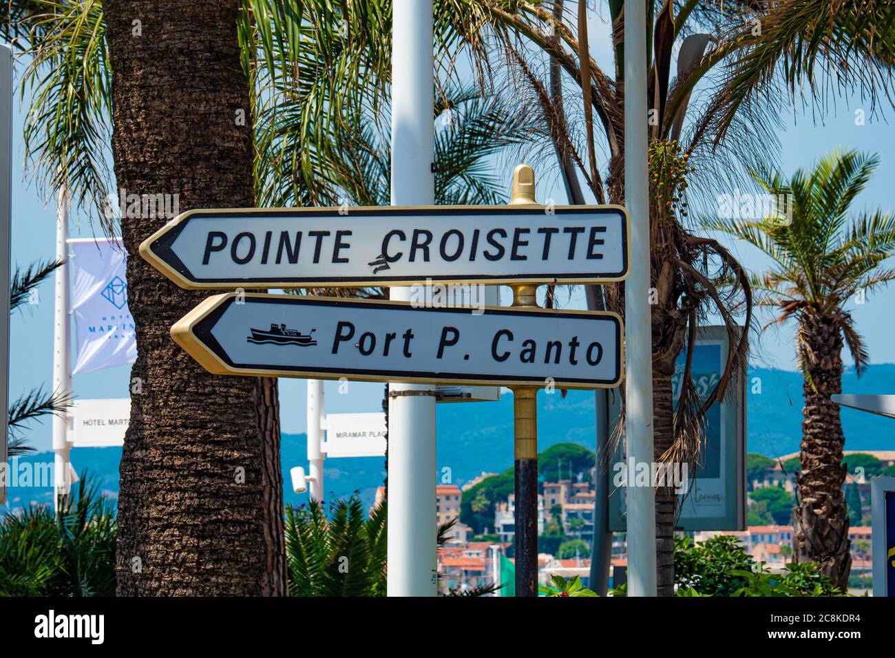 Direction signs in the city of Cannes France Stock Photo - Alamy