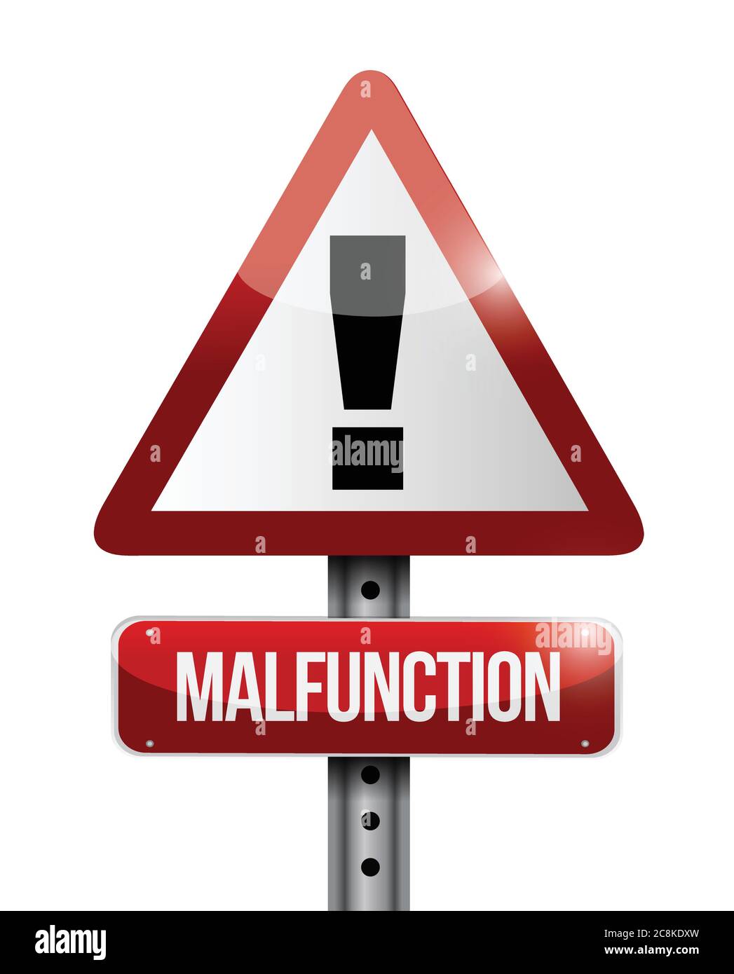 Malfunction warning road sign illustration design over a white ...