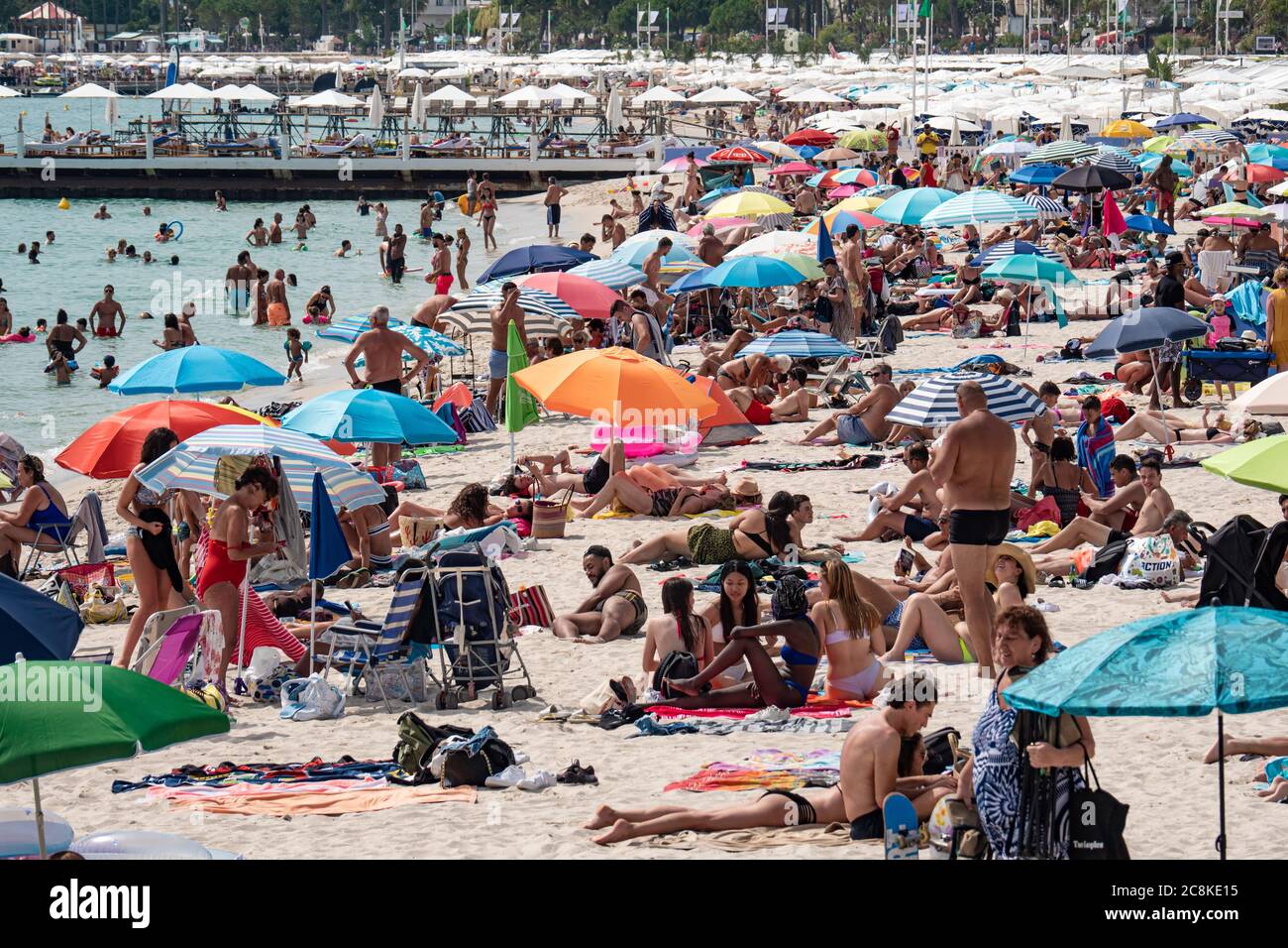 The famous beach of Cannes at the Croisette in summer - CITY OF CANNES ...