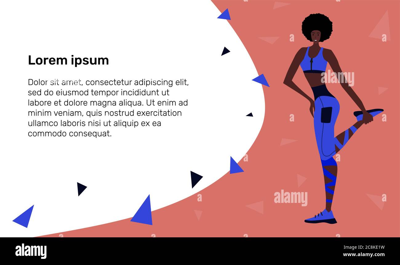 Athletic Female Character Exercising Fitness. Sport Healthy Lifestyle ...