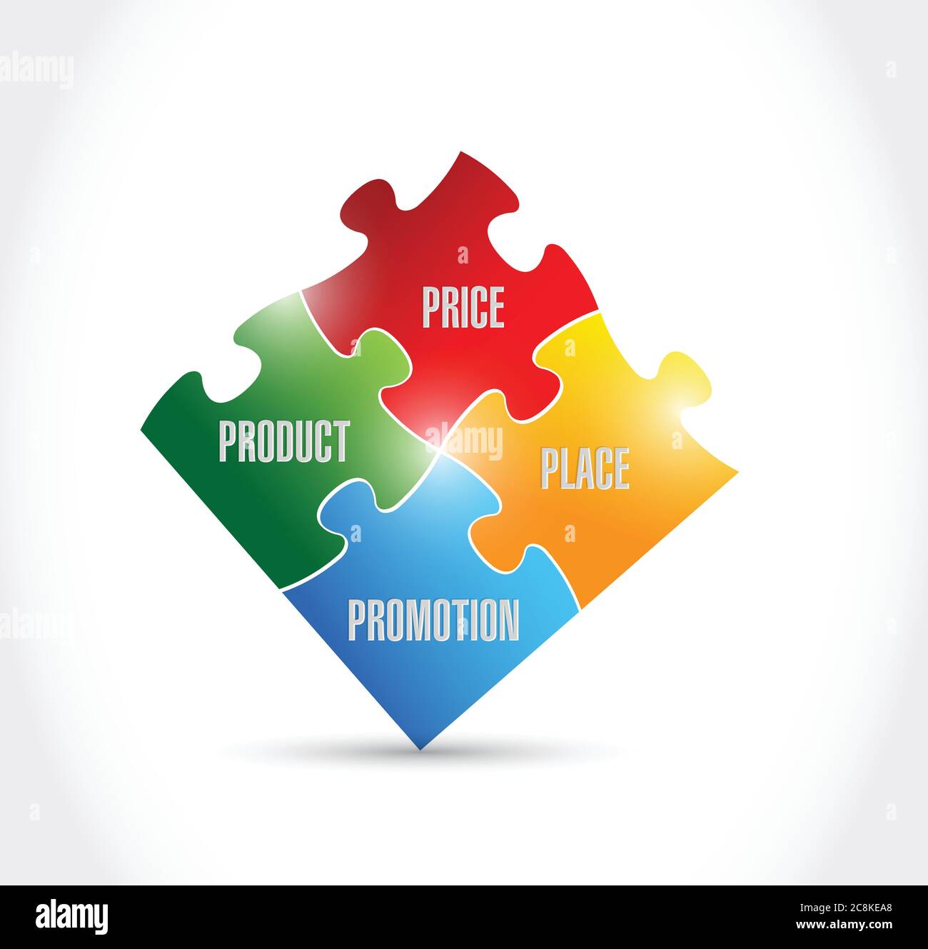 Marketing puzzle pieces illustration design over a white background ...