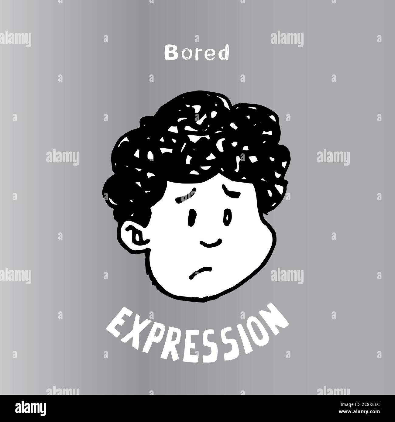 Bored boy face vector illustration. Interesting cartoon character. Used ...