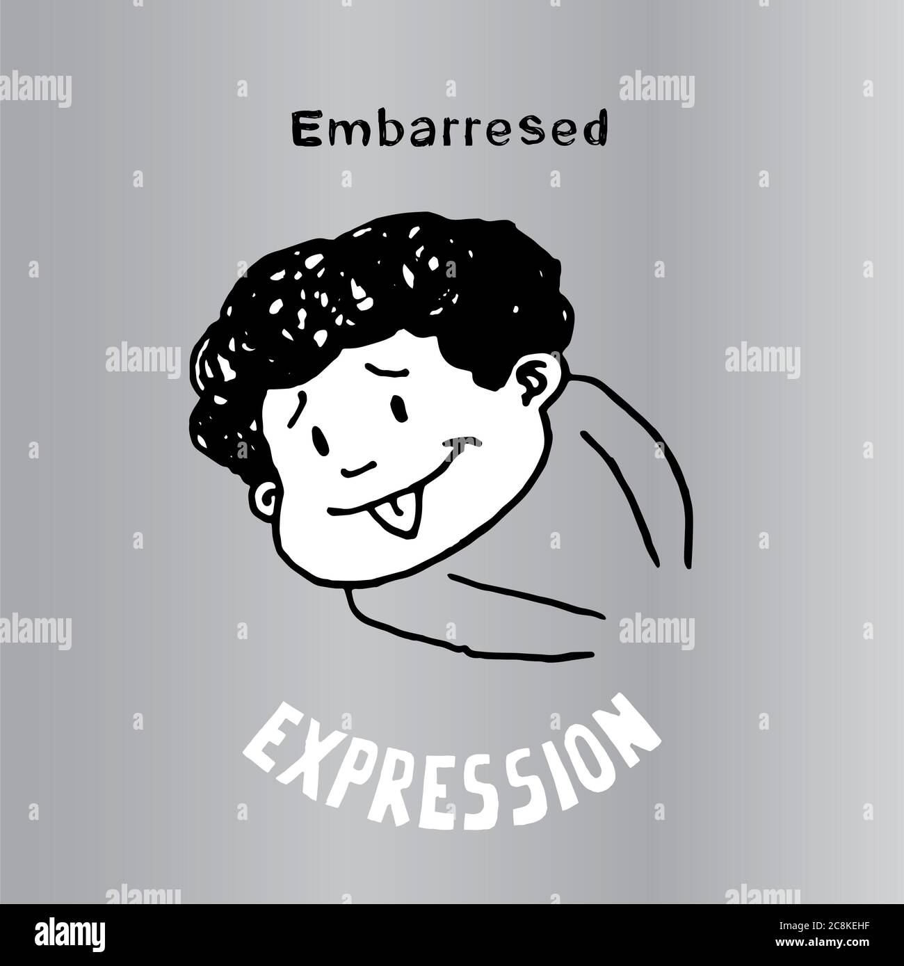 Embarrassed boy Face illustration. Attractive cartoon character. Used ...