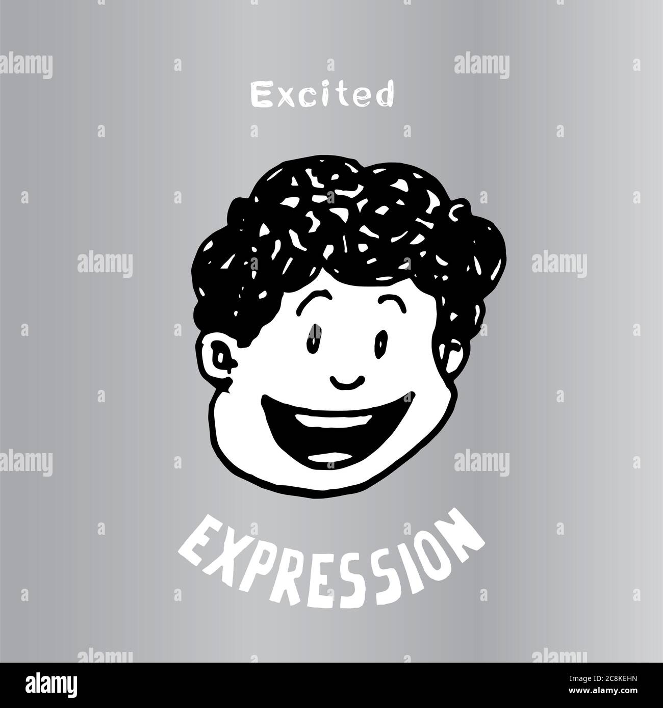 This Illustration a human expression. This expression expresses Excited ...