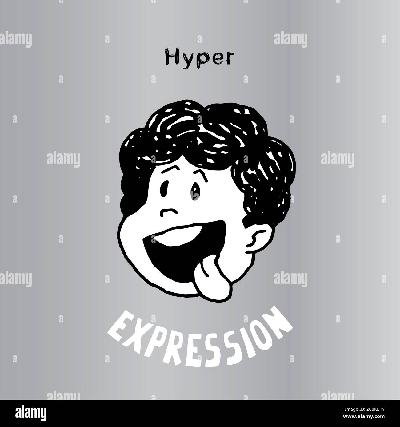 Vector illustration in cartoon style. Hyper face expression vector ...
