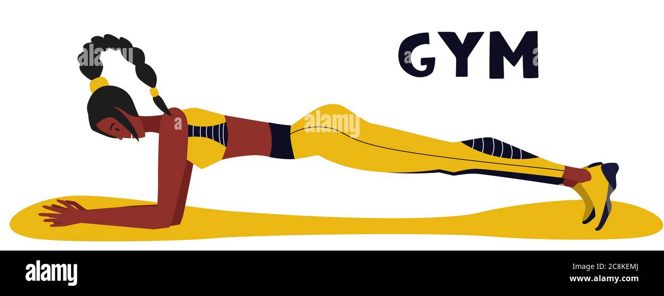 Athletic Female Character Exercising Fitness. Sport Healthy Lifestyle ...